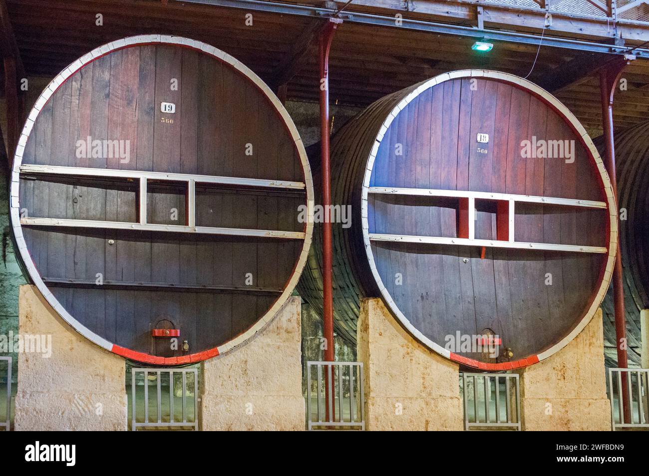Interior of the old cellar of the "Chateau de Colombiers" on a bank of ...