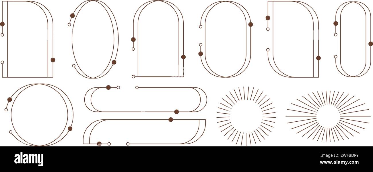 Aesthetic frames and shapes. Minimal y2k outline graphic design with ...