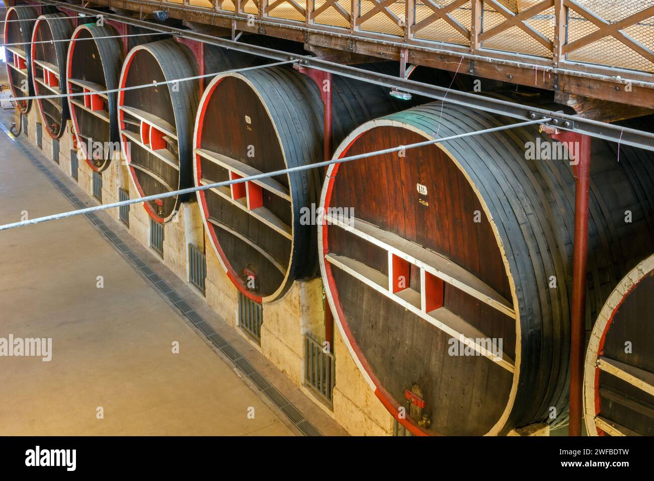 Interior of the old cellar of the "Chateau de Colombiers" on a bank of ...
