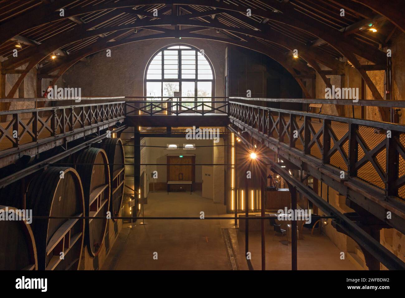 Interior of the old cellar of the "Chateau de Colombiers" on a bank of ...