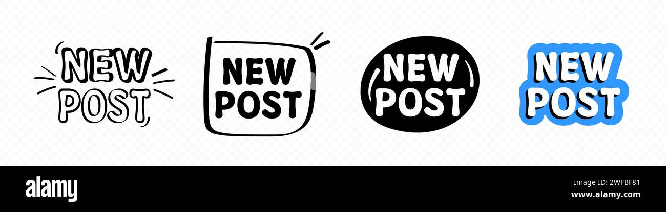 New post social media handwritten typography sticker Stock Vector Image ...