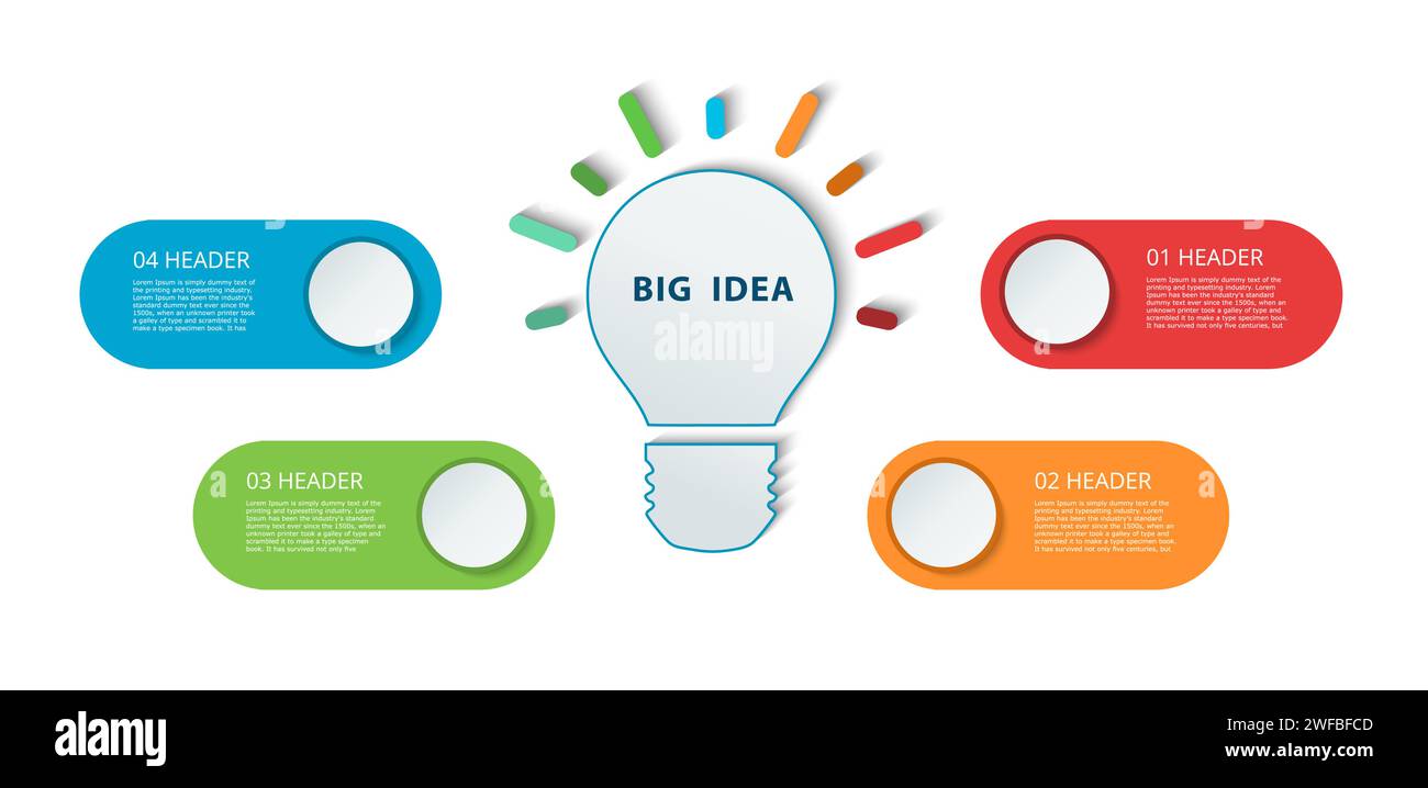 Infographic business idea. innovation concept. glowing light bulb Stock ...