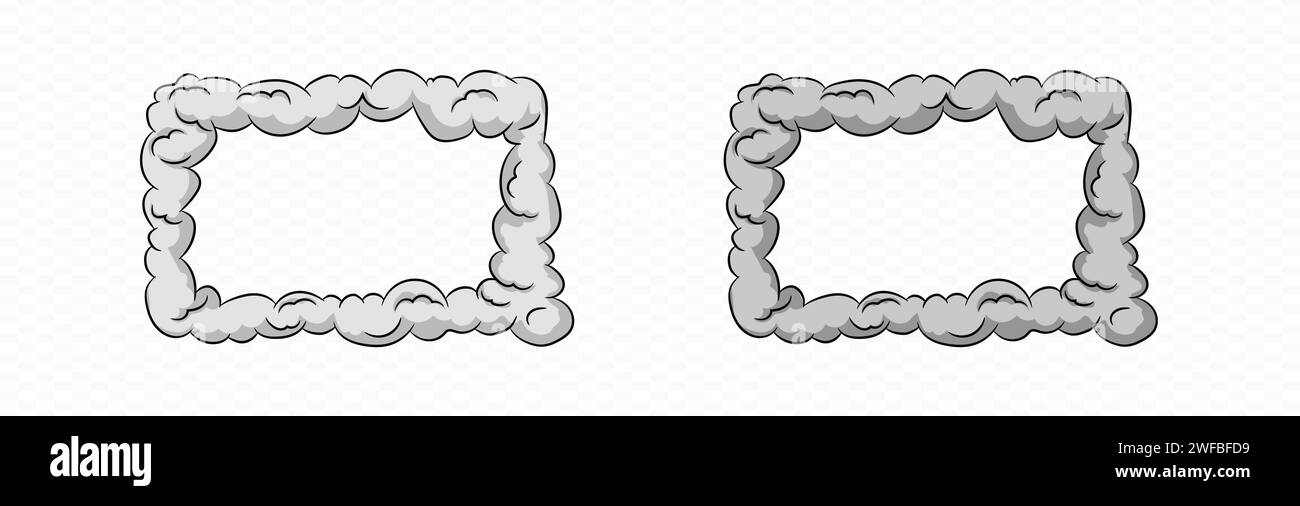 Smoke cartoon vector picture frame . Comic smoke dust border Stock ...