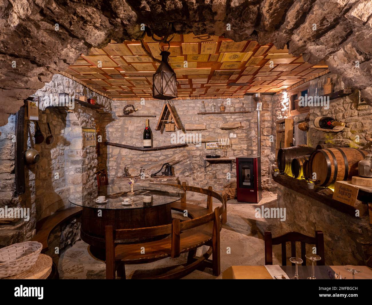 Rustic winery. Rustic bar decoration. Roda de Isabelna Restaurant Stock ...