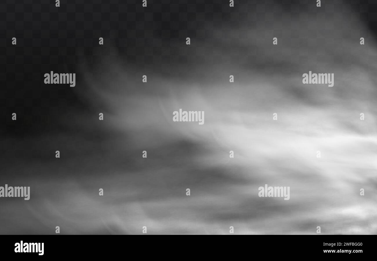 Cloudy sky or smog over the city.Vector illustration.White vector ...