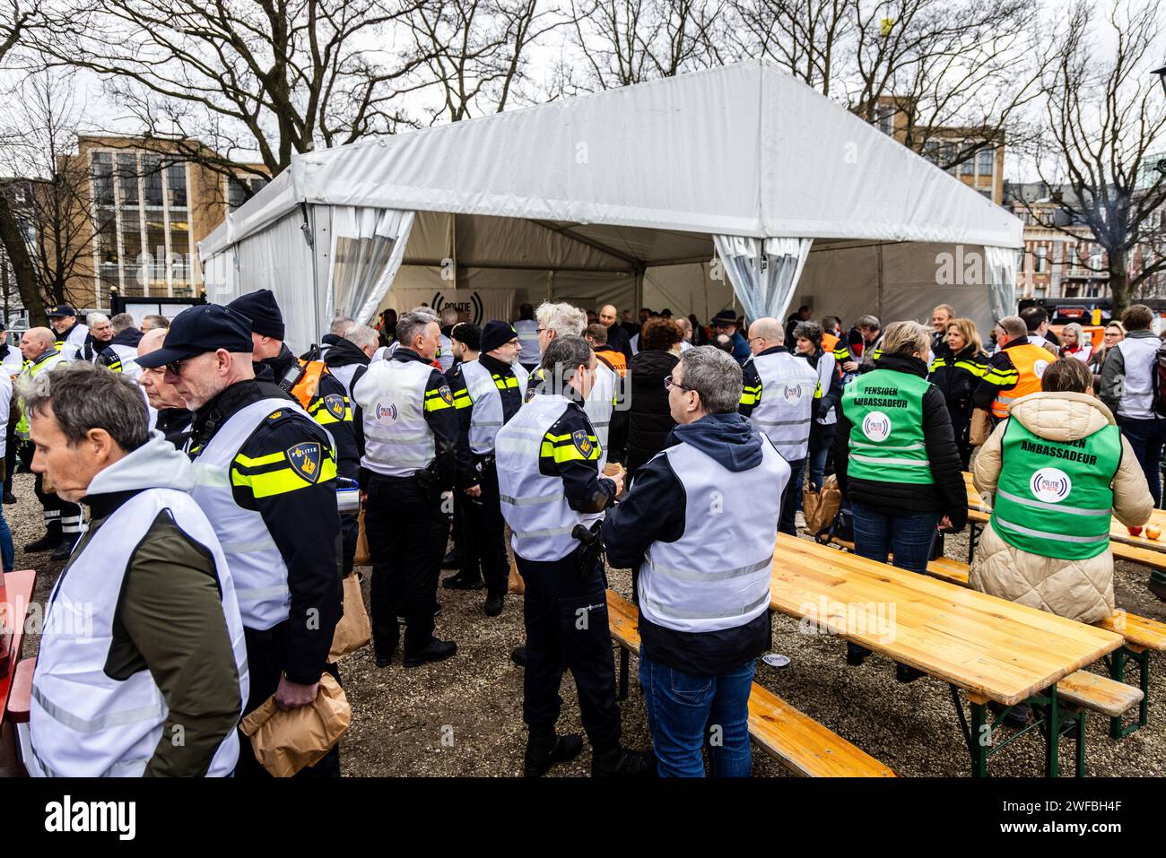 THE HAGUE - Activists during a demonstration. Police unions are taking ...