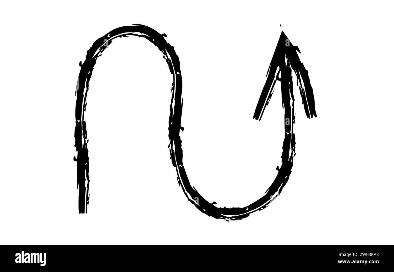 Hand drawn crayon chalk charcoal line arrow. textured arrow isolated on ...