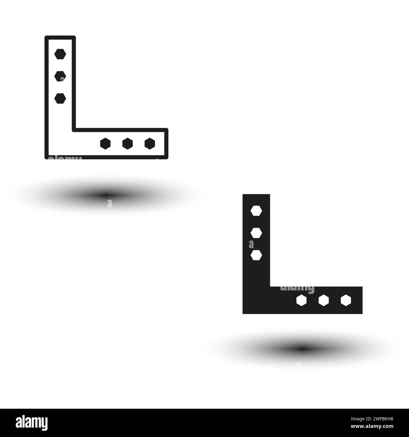 Mounting angle metal bracket icon, L shape shelf bracket. Vector ... Mounting angle metal bracket icon, L shape shelf bracket. Vector ...