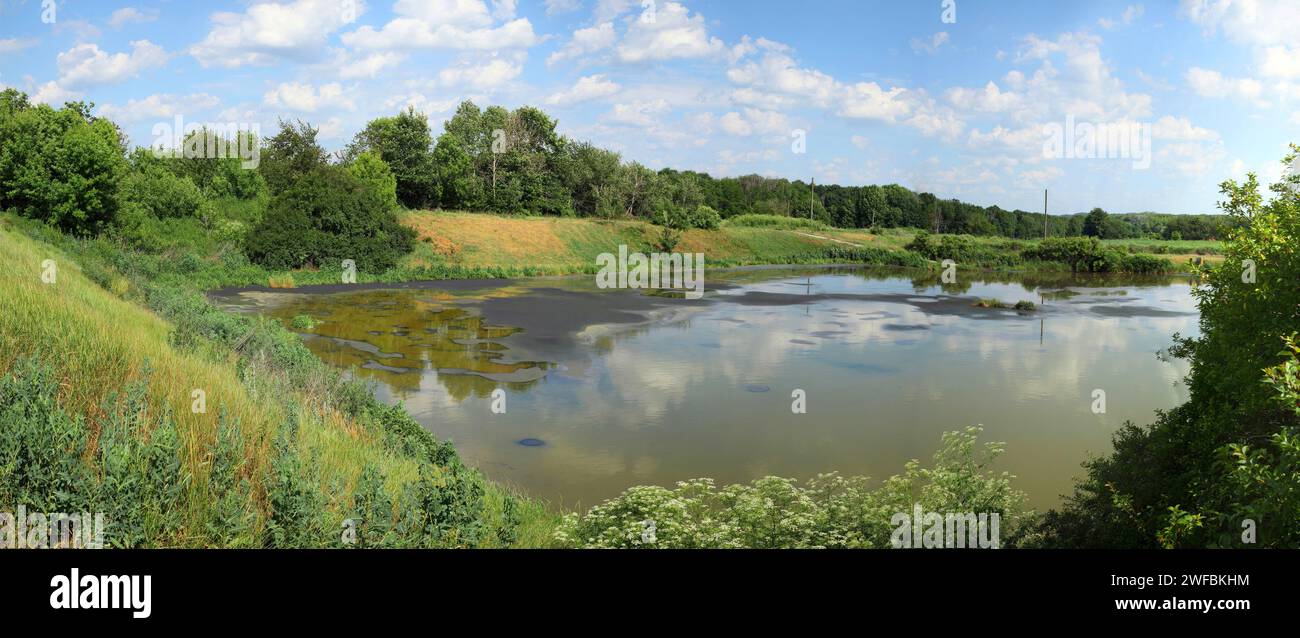 Drying of feces in a special pond. Lake for drainage of sewage. Drying ...