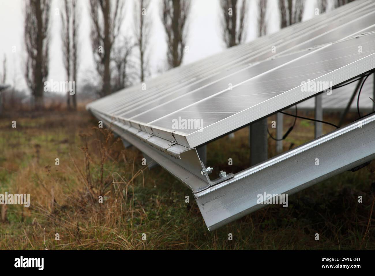 Solar panel. Solar panels installed in a rural area. Solar power plant ...