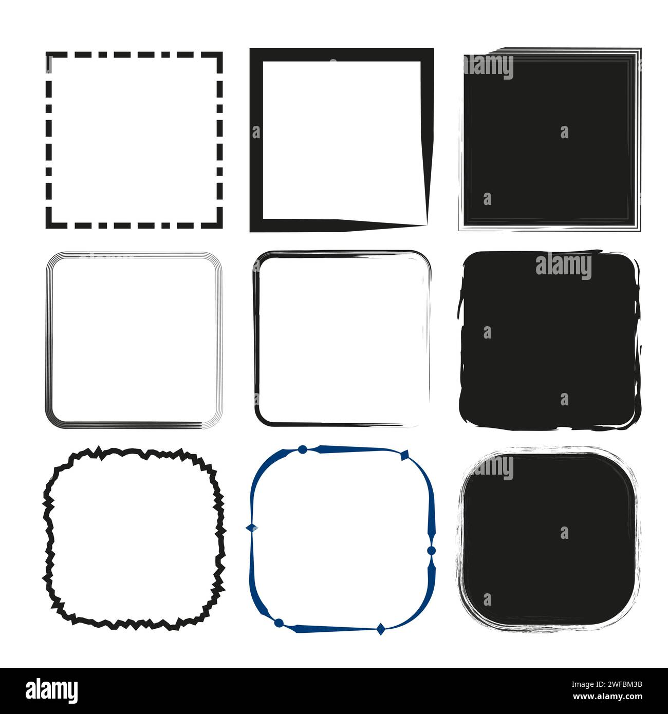 Rectangular frame. Grunge ink square. Creative backgrounds for tags, labels, cards. Brush ...