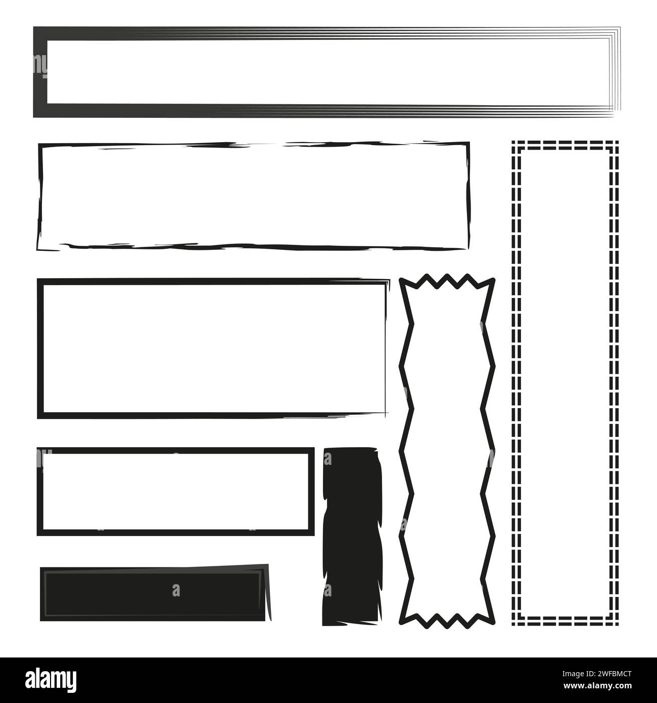 Rectangular frame. Grunge ink square. Creative backgrounds for tags, labels, cards. Brush ...