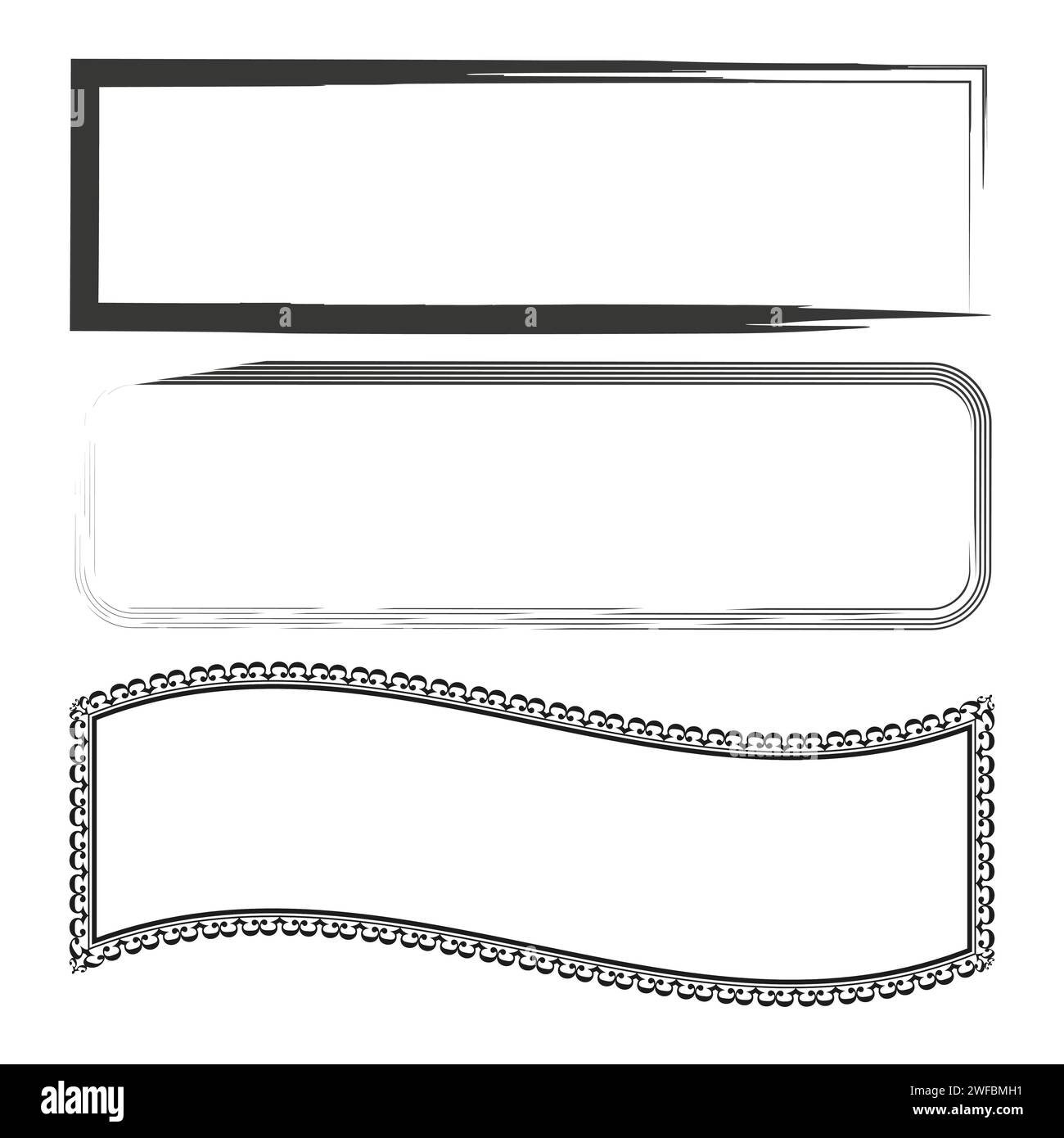 Rectangular frame. Grunge ink square. Creative backgrounds for tags, labels, cards. Brush ...