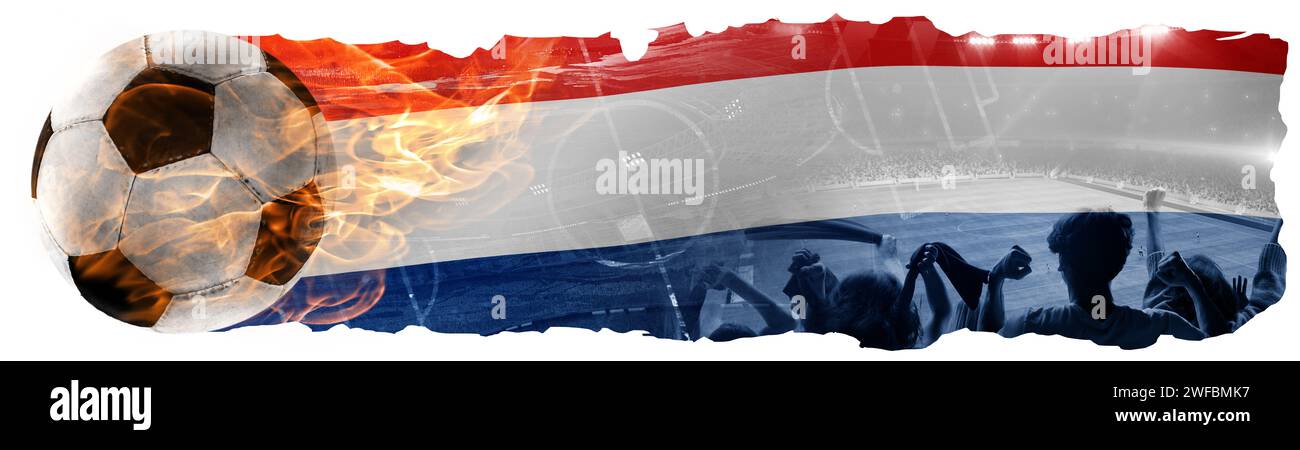 Sport fans attending match, cheering up team of Netherlands ...