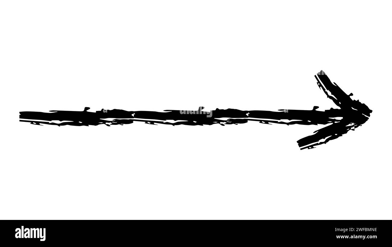 Hand drawn crayon chalk charcoal line arrows set. curvy and wavy arrows ...