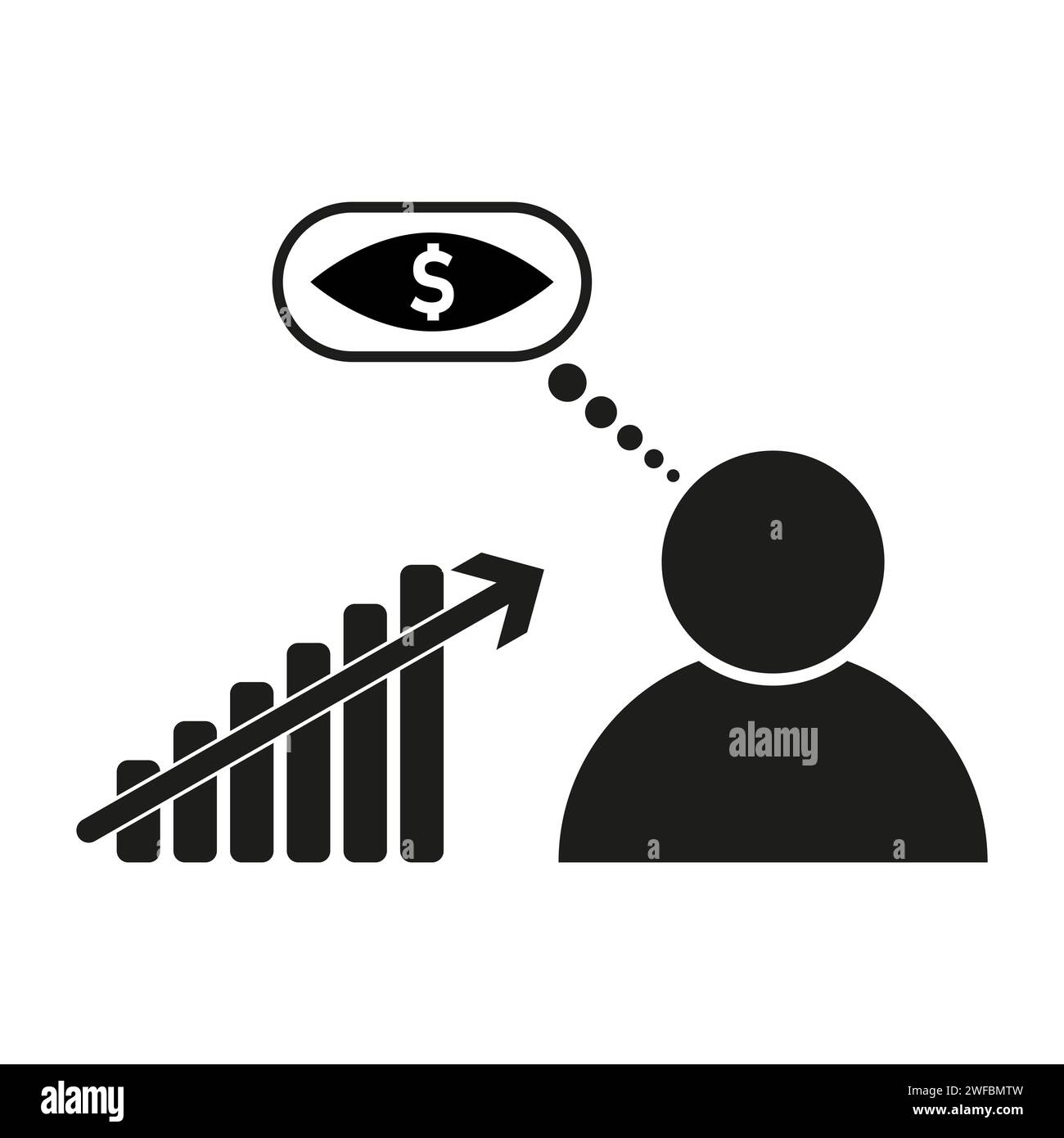 Vision, money, businessman icon. Financial speaker symbol. Vector ...