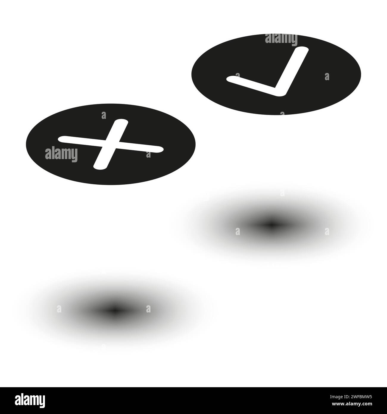 Check and cross icons. Approve and reject mark pictograms. Vector ...