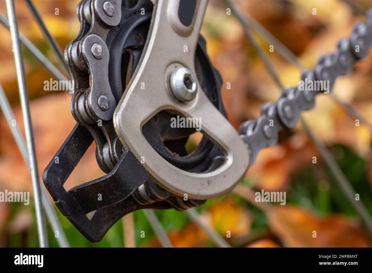 Bicycle Chain close up. Chain of mountain bike Stock Photo - Alamy