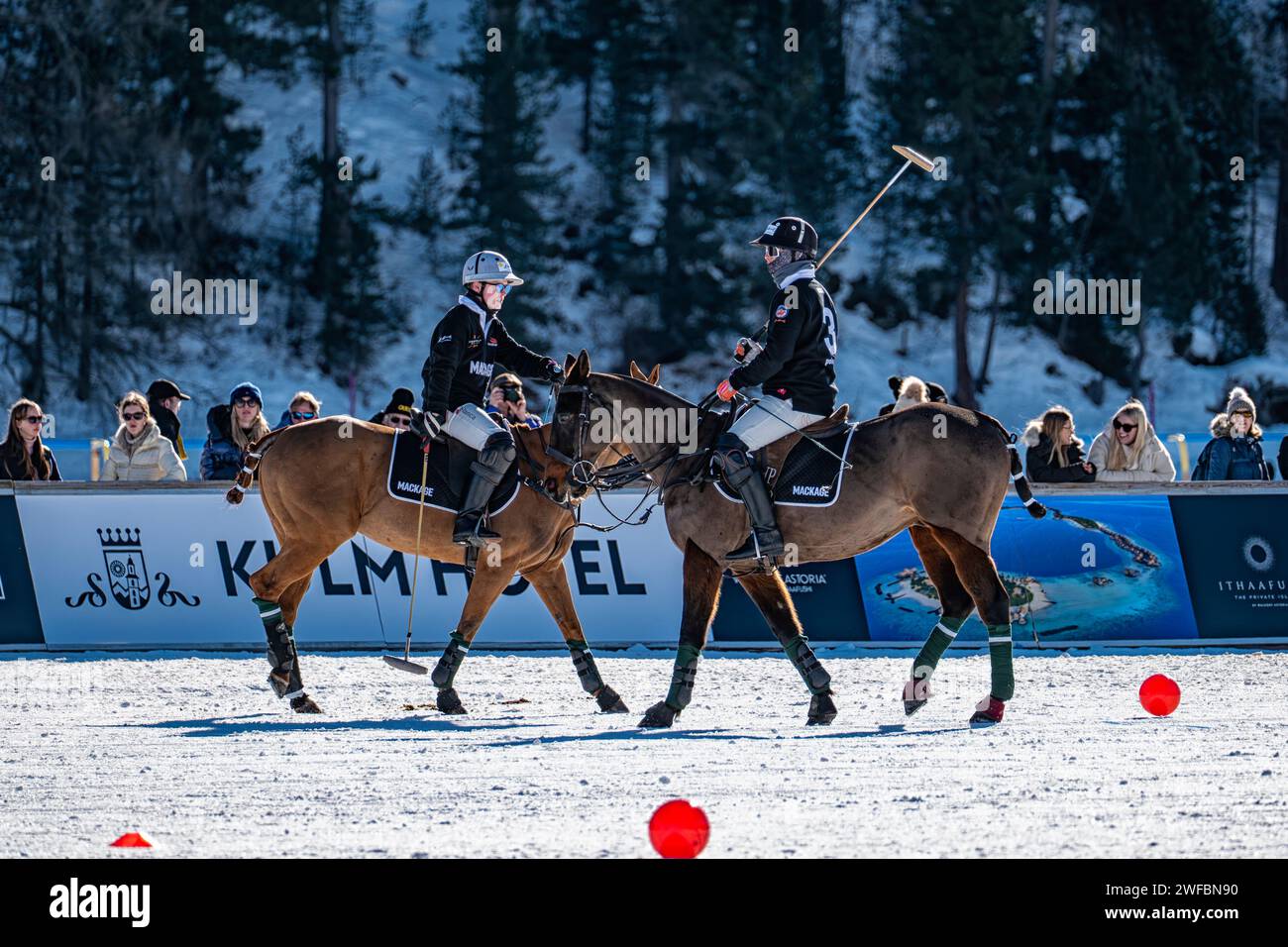 St. Moritz - January 28, 2024: Game actions and awards ceremony at the ...