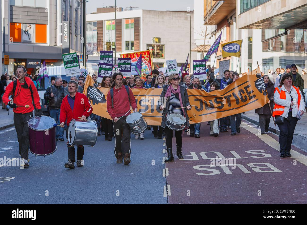 Bristol 30-11-2011 Protesting public sector workers are pictured ...