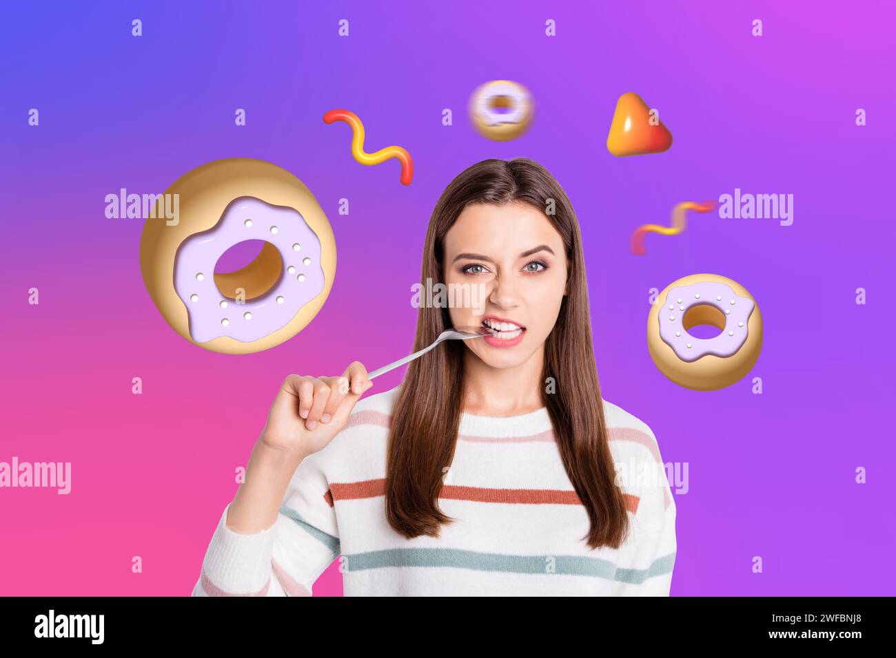 Photo cartoon comics sketch collage picture of angry funny lady biting ...