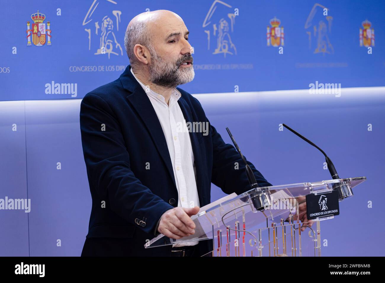 BNG deputy Néstor Rego during a press conference prior to the meeting ...