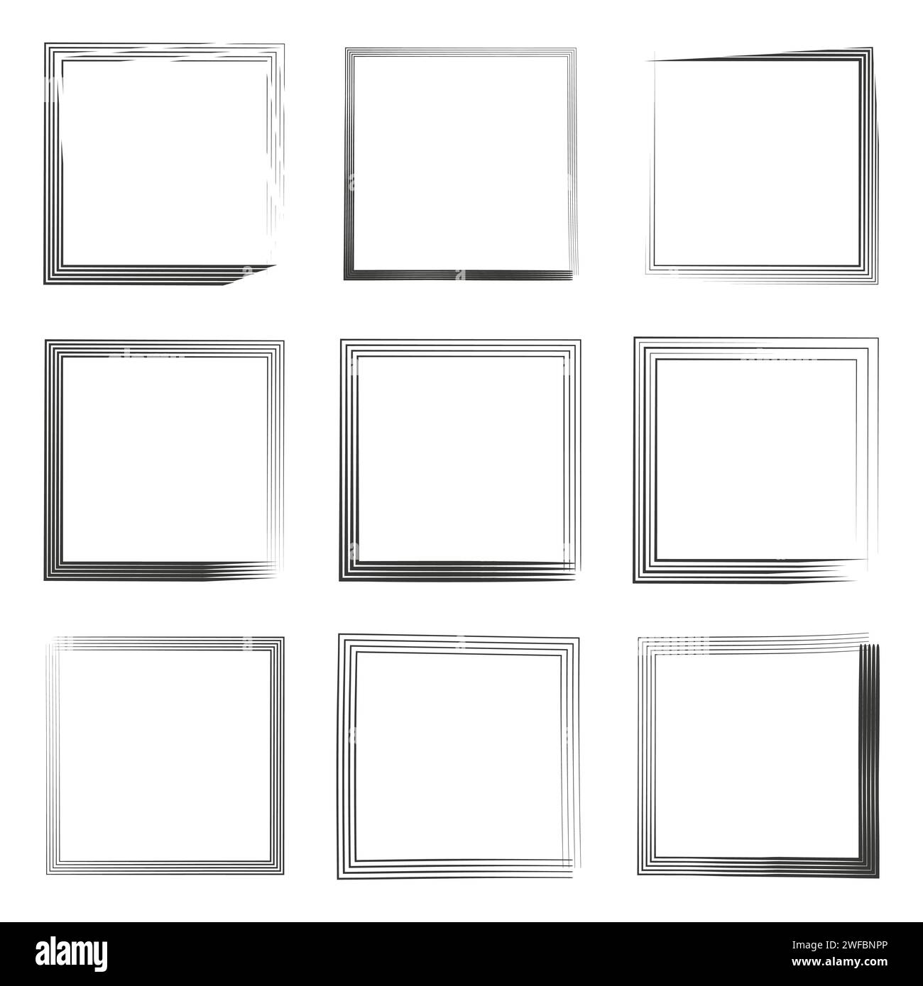 Rectangular frame. Grunge ink square. Creative backgrounds for tags, labels, cards. Brush ...
