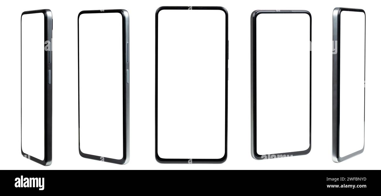 Blank form of smartphone frame collection with white background for add ...