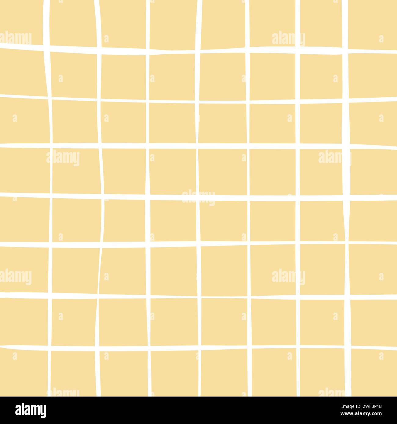 Hand drawn cute grid. doodle beige, yellow, white plaid pattern with ...