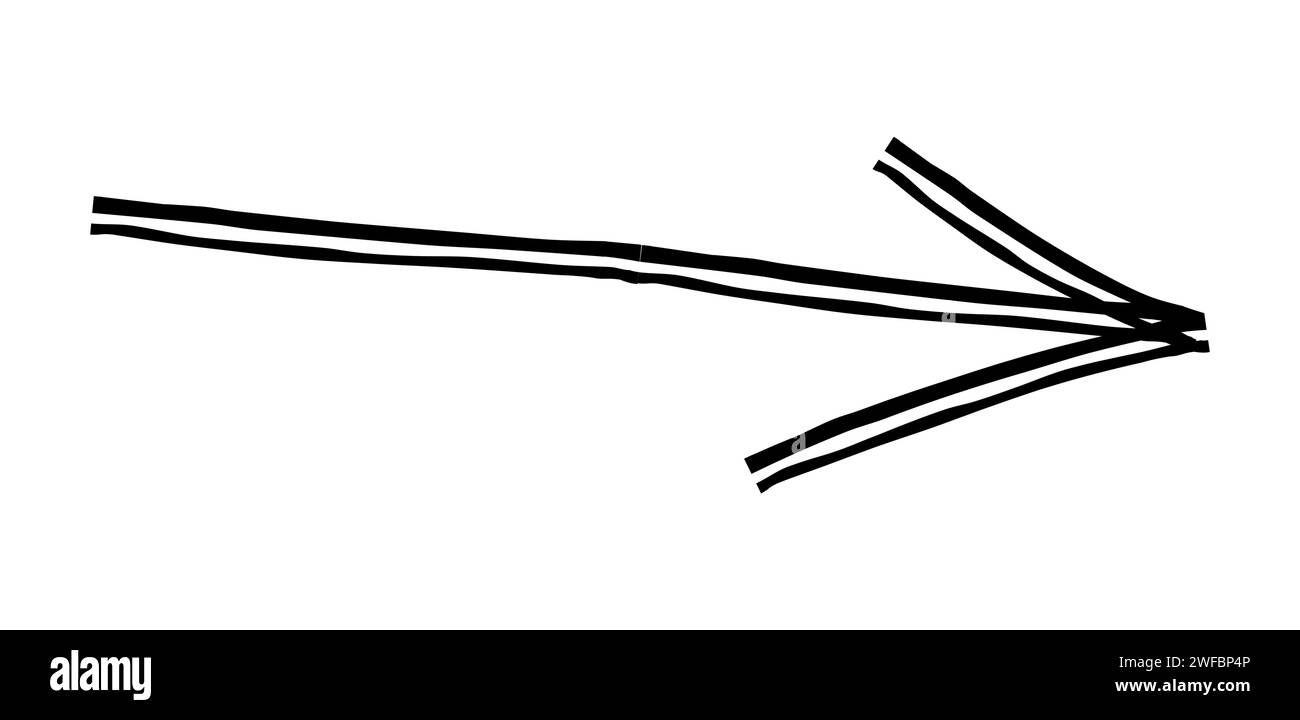 Hand drawn simple arrow drawn with wax crayon, chalk or charcoal ...