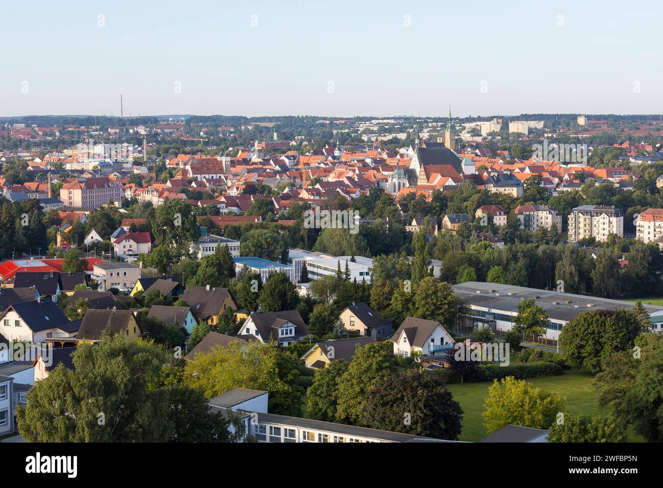 Stadtansicht aus Nordosten mit Dom und Petrikirche, Freiberg, Sachsen ...