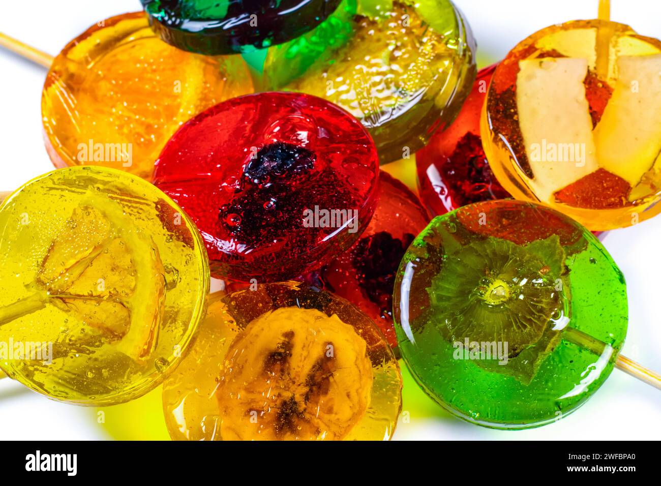 Homemade dried fruit lollipop made from natural dehydrated berries on ...