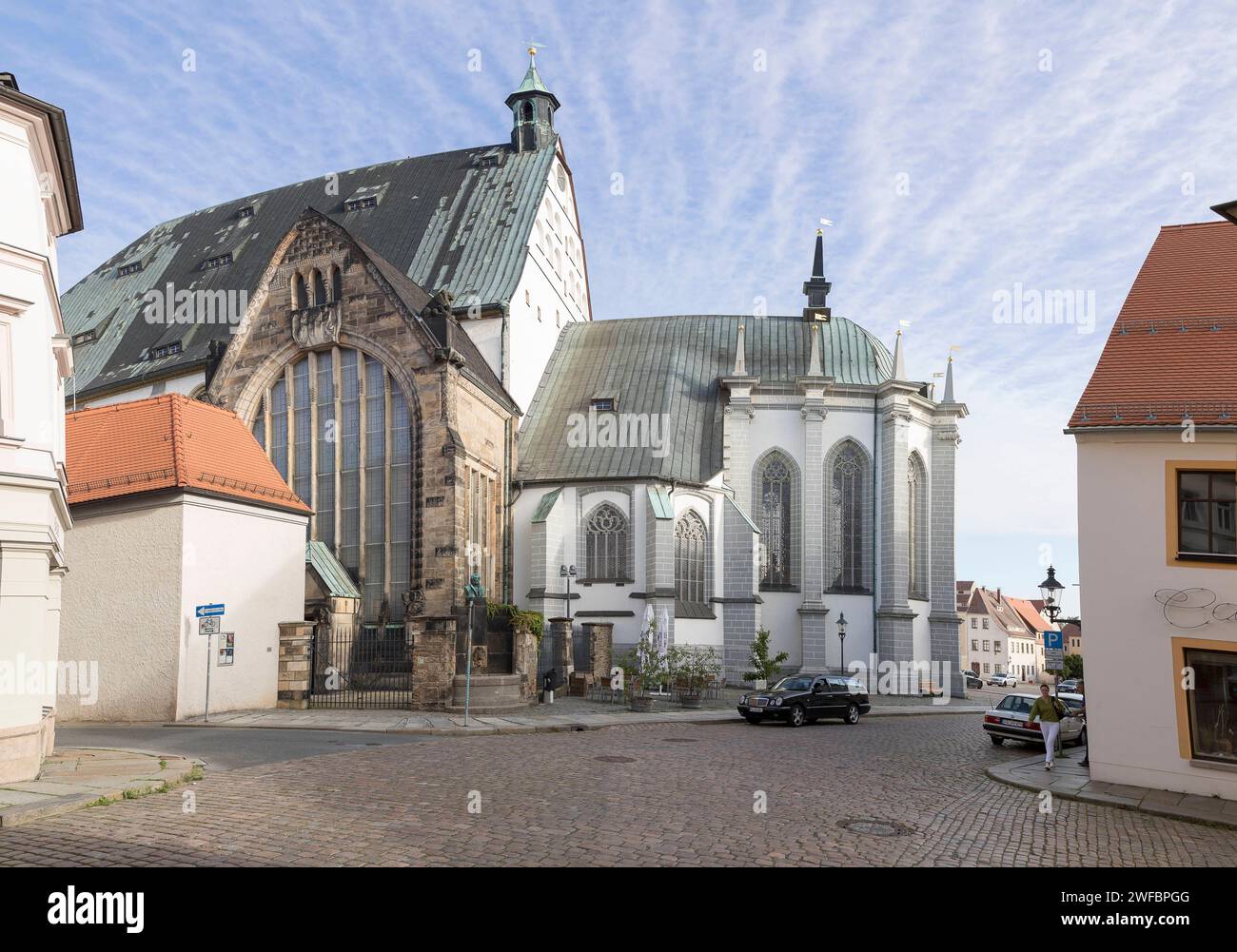 Freiberger Dom von Süden, Außenansicht mit Untermarkt, Freiberg ...