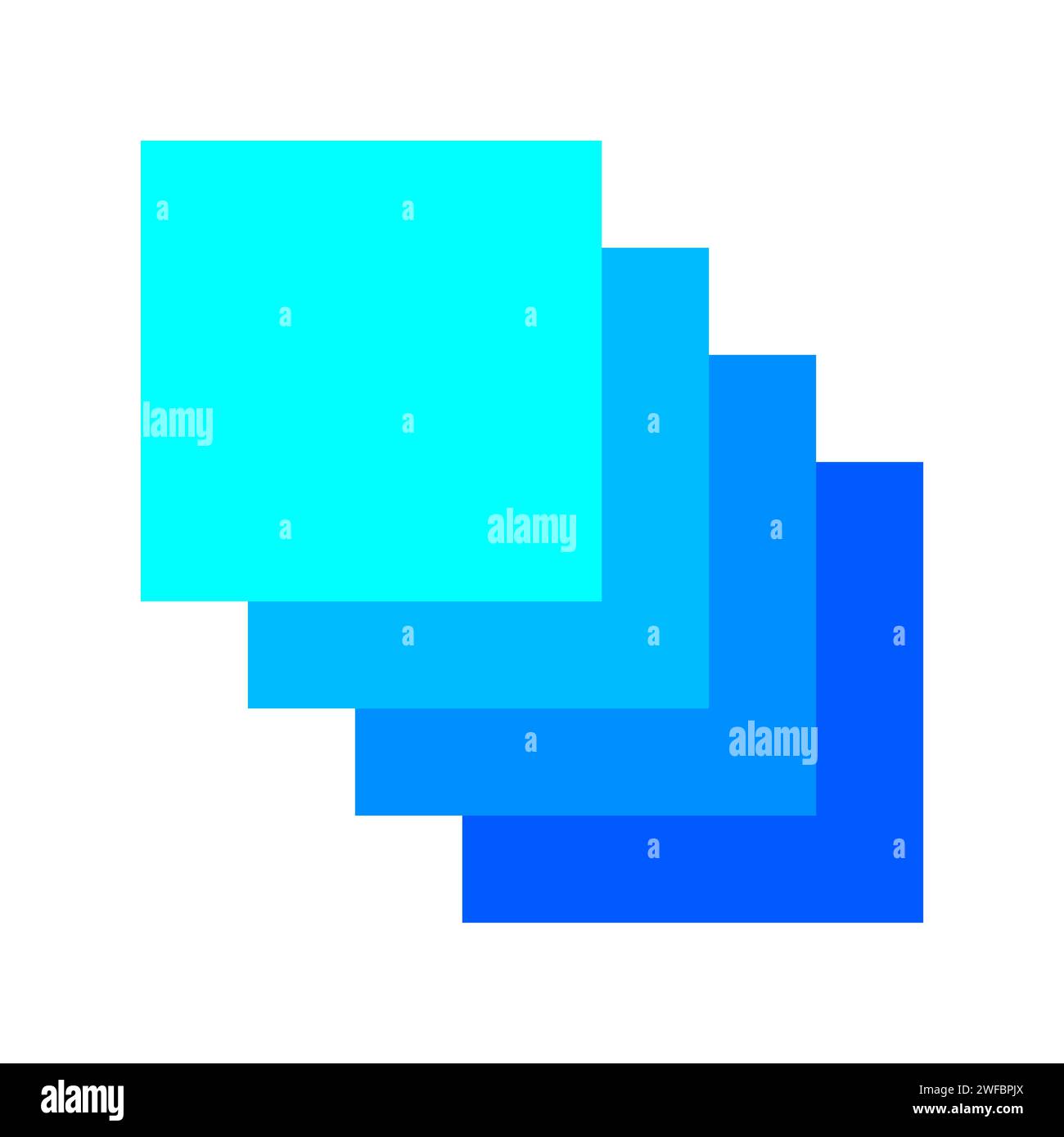 Blue colored squares icons. Hand art. Design palette. Computer paint ...