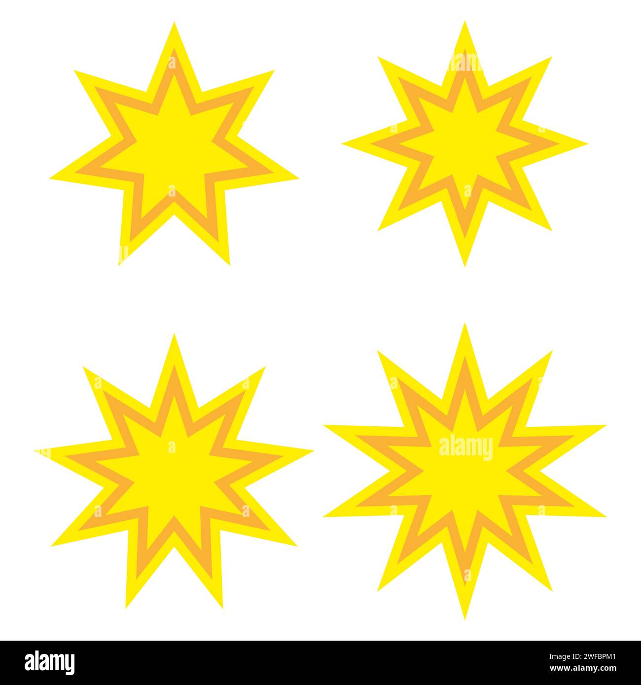 Different yellow boom icon. Comic sign. Communication concept. Comics ...