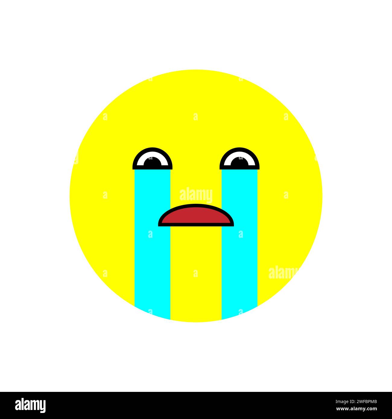 Crying emoji. Emotion face. Yellow icon. Message button. Communication ...