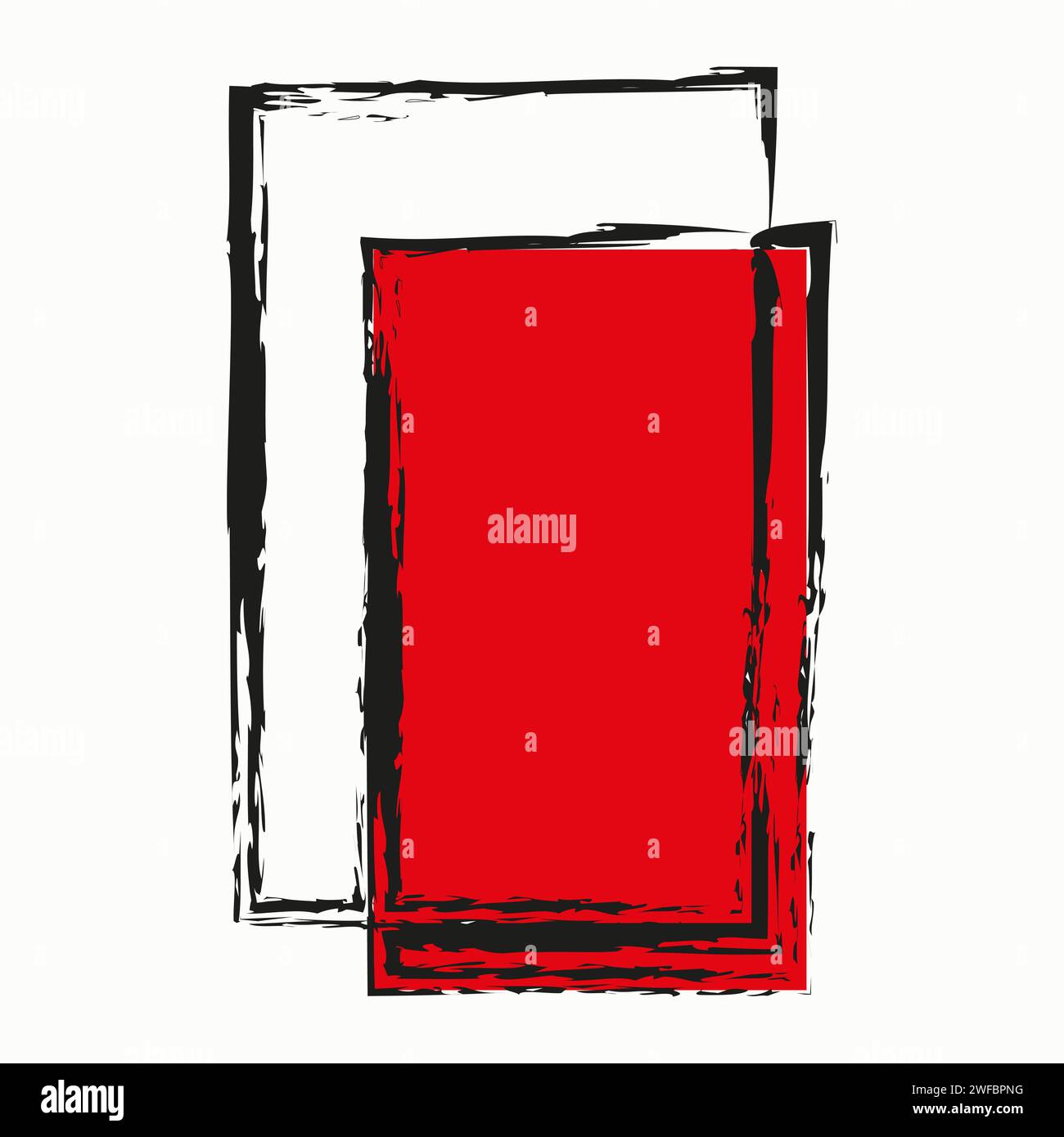 Vertical ink rectangle icon. Red color. Pen drawn frame. Creative ...