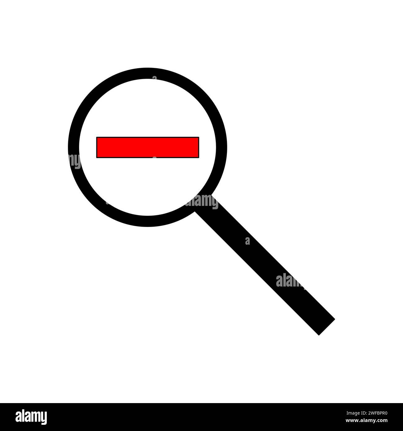Minus in magnifying glass. Red icon. Focus tool. Analysis process ...