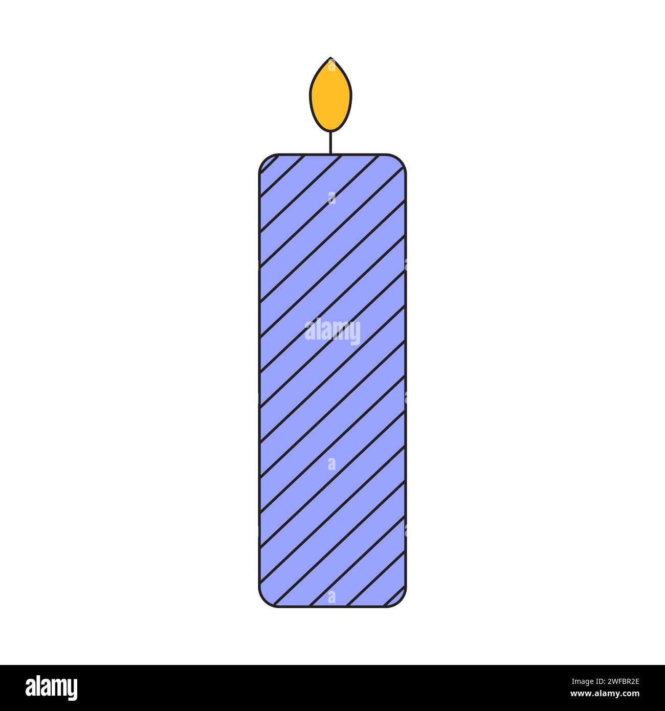 Candle icon. Blue sign. Birthday decoration. Thin line. Art design. Holiday symbol. Vector ...