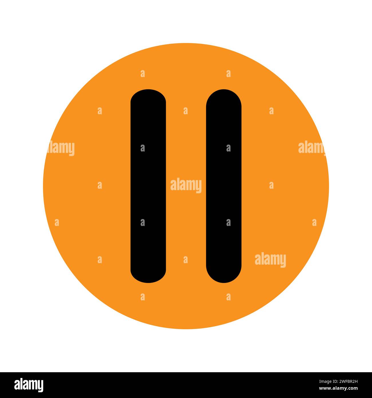 Pause icon. Black sign in orange circle. Mobile app element. Multimedia ...