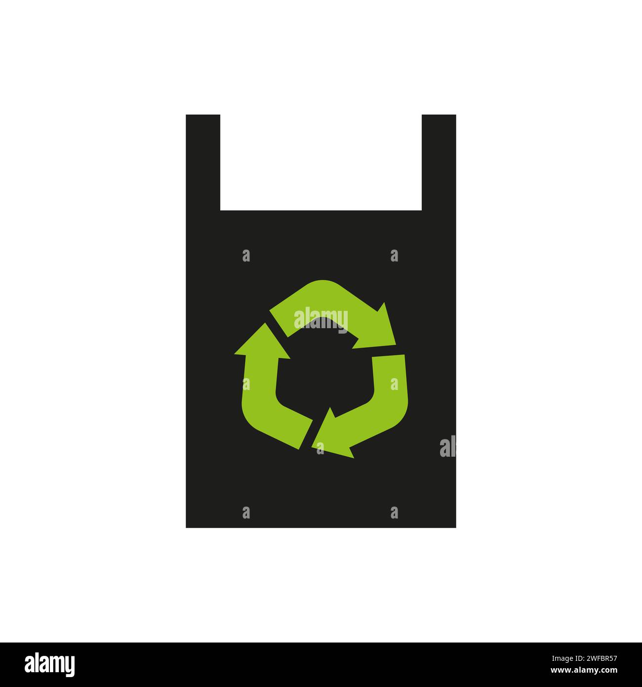 Banner with eco recycled plastic bag. Ecological awareness. Vector ...