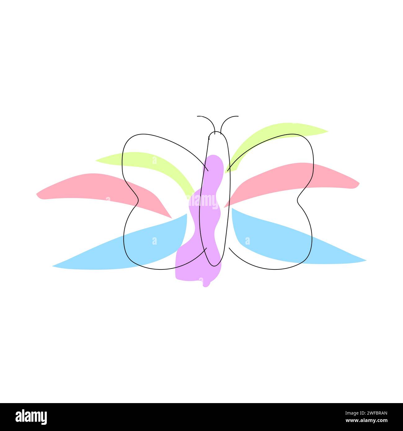 Butterfly line spot. Spring decoration. Line art. Vector illustration ...