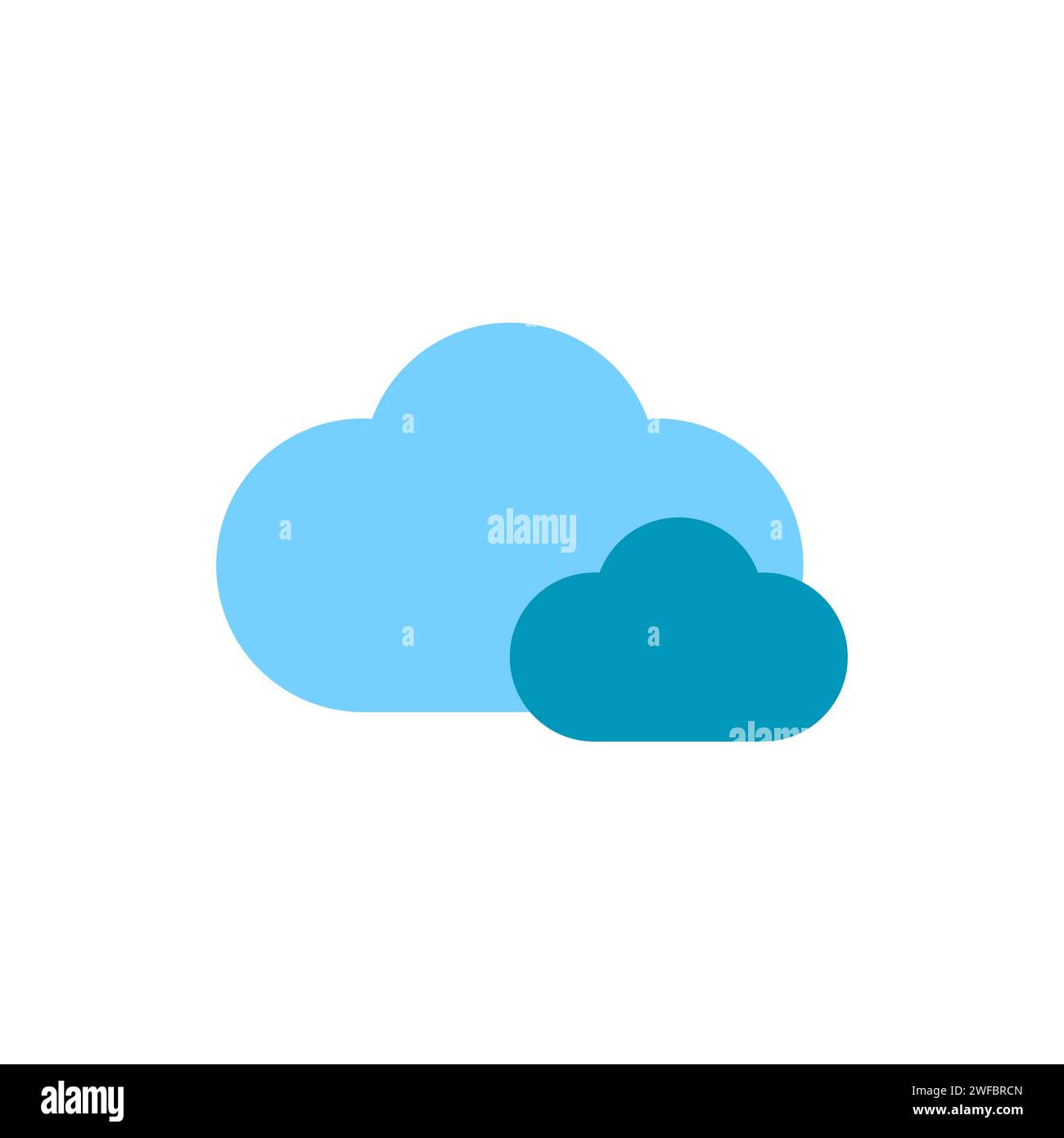 Blue cloud icons. Database signs. Weather forecast concept. Cartoon art ...