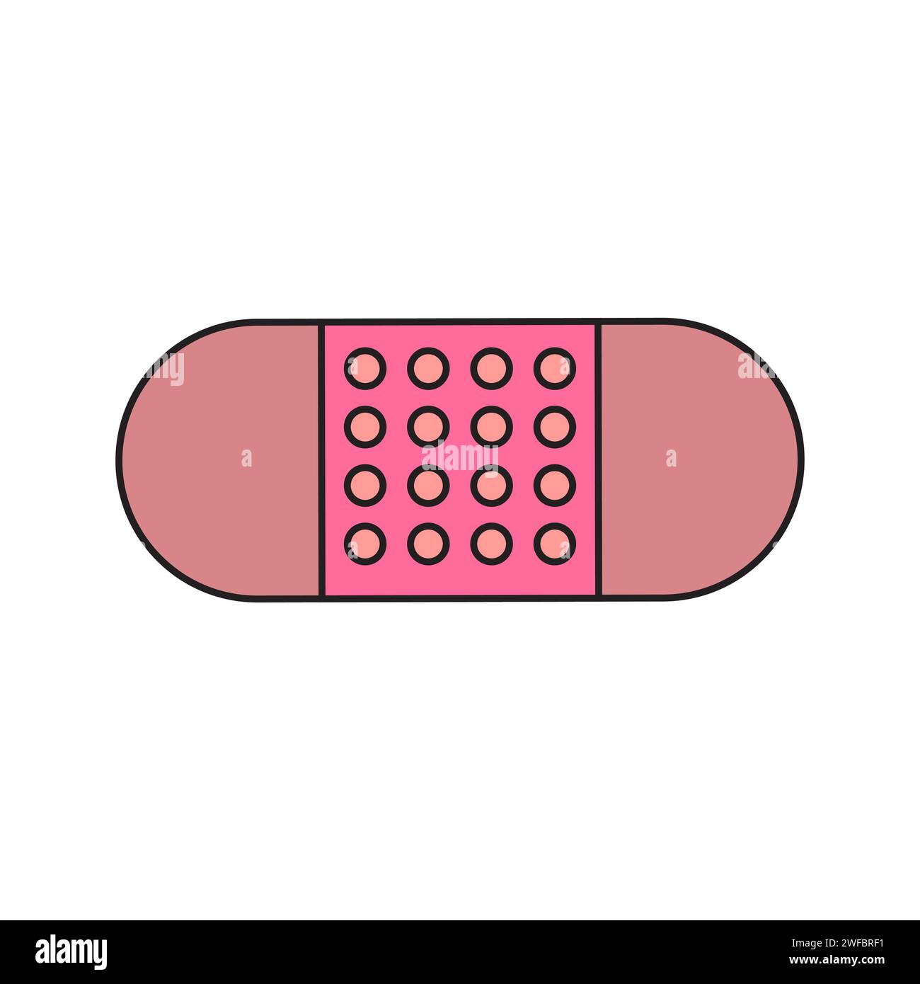 Adhesive plaster icon. Pink sign. Medicine element. Simple flat art. Cartoon art. Vector ...