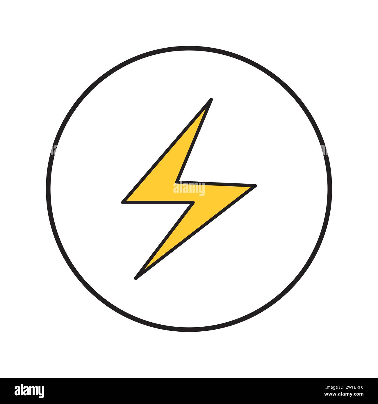 Electric power icon. Lightning symbol. Black circle. Thunder energy ... Electric power icon. Lightning symbol. Black circle. Thunder energy ...