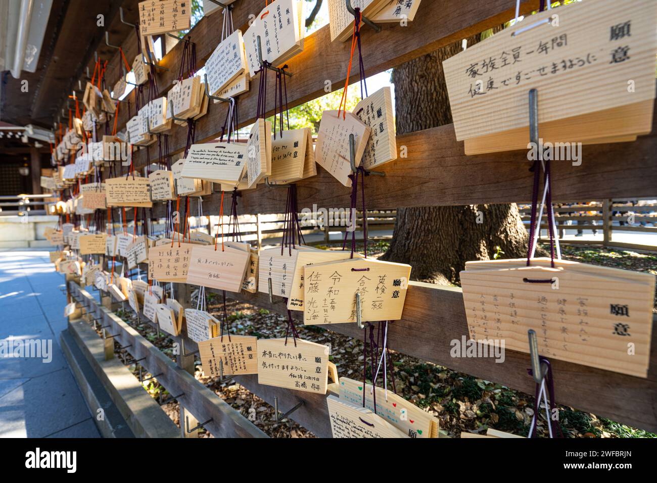 Tokyo, Japan. January 8, 2024. The Ema tablets, wooden plaques on which ...