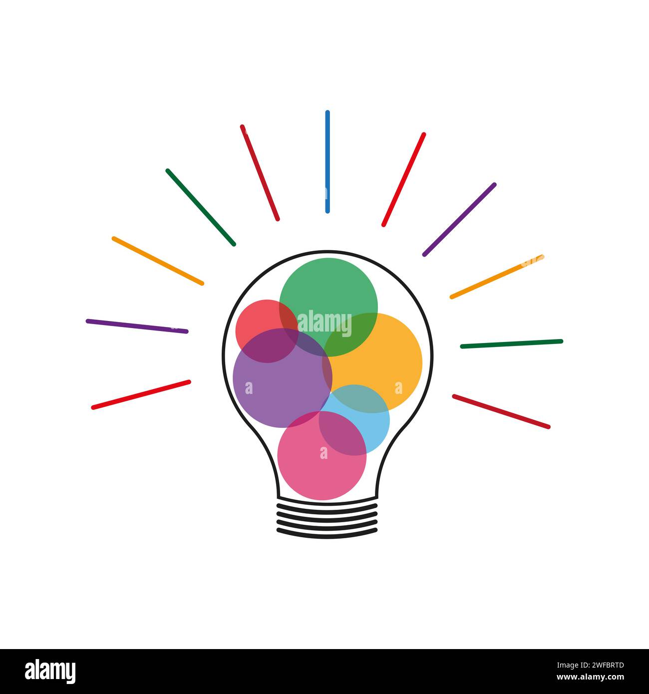 light bulb colored balls. Idea creative concept. Vector illustration ...