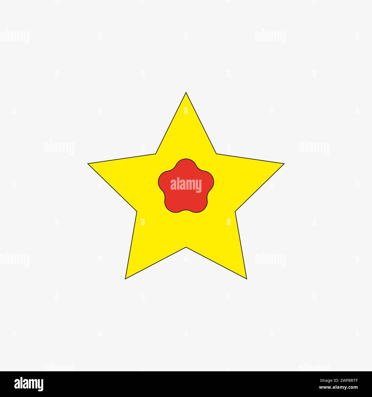 yellow-star-icon-red-flower-inside-stamp-texture-abstract-sign