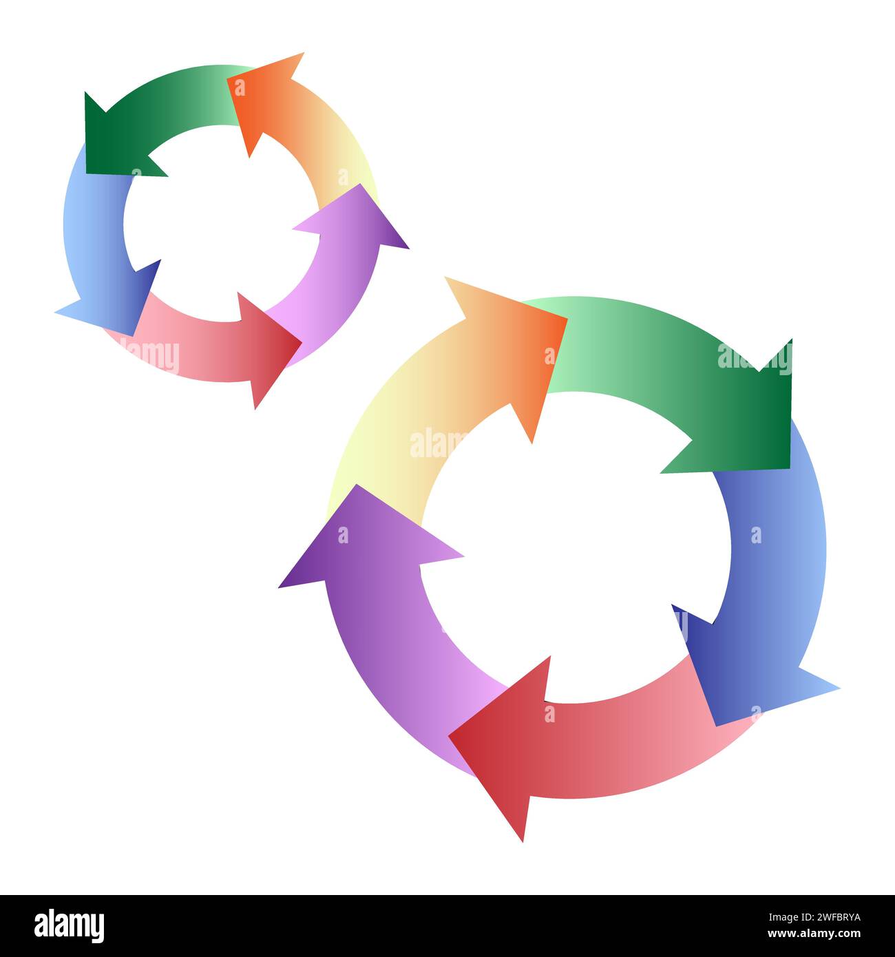 Colored circular arrows. colored wide circular arrows. Vector ...