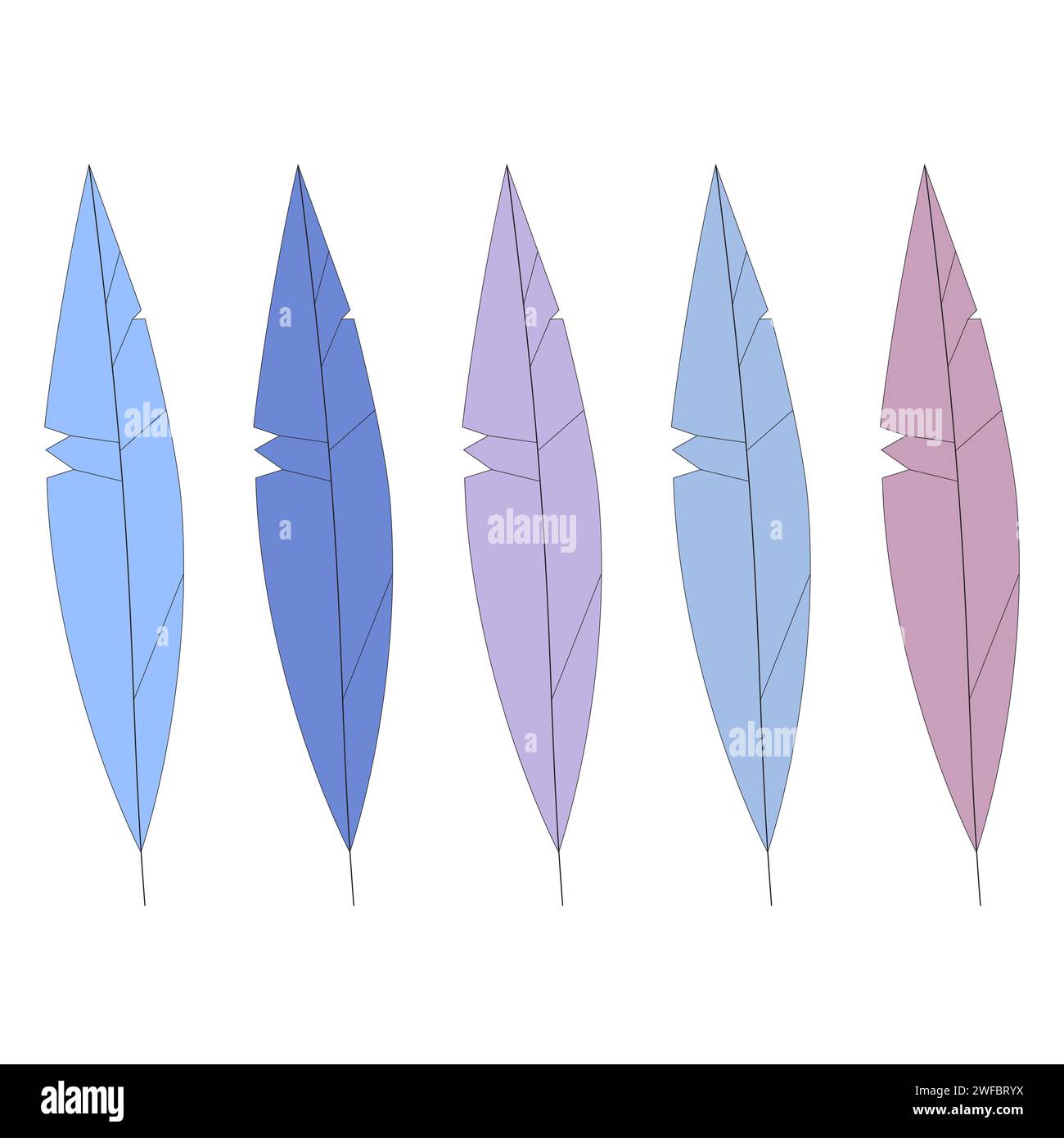 Colored feather icon set. Pastel tones. Logo concept. Modern art ...